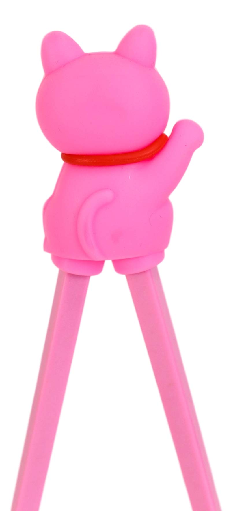 Ebros Gift Reusable Training Chopsticks Set With Animated Food Safe Silicone Helper Hinge Guide For Sushi Noodles Rice Dining Fun For Kids And Adults (Pink Maneki Neko Cat)