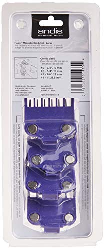 Andis 01415 Master Dual Magnet Large Comb Set - Crafted with High-Grade Metal, Contains 4 Different Size Combs - Providing a Comfortable & Snag-Free Experience - Purple