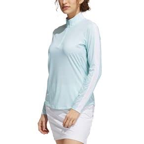 adidas Golf Women's Standard Sun Protection Printed Primegreen Long Sleeve Golf Shirt, White/Halo Mint, L