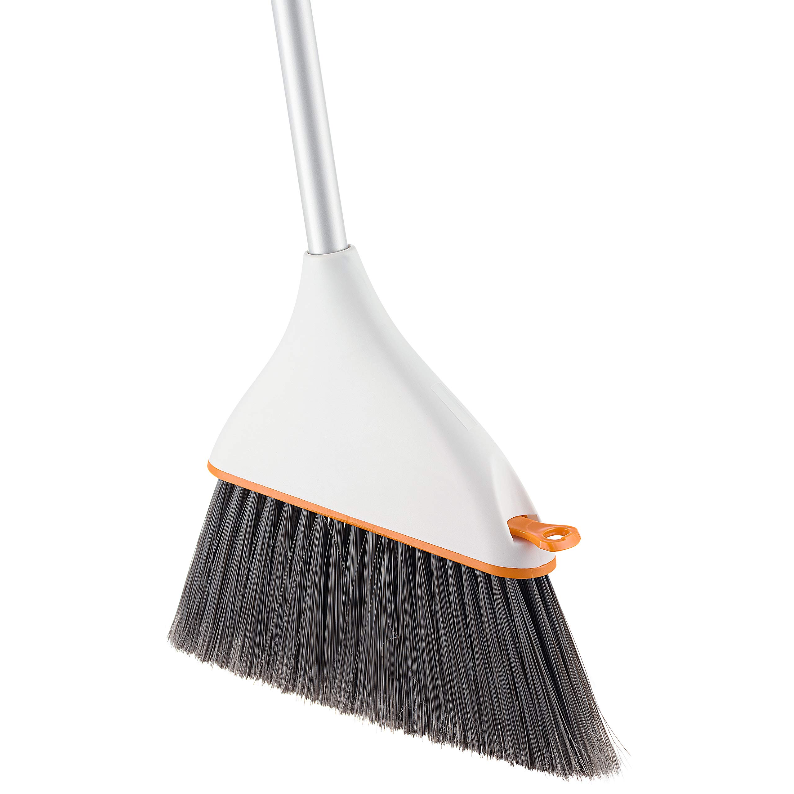Angle Broom with Dustpan Set, Sharply Angled Bristles to Reach Narrow Spaces, Clip On Dust Pan Included