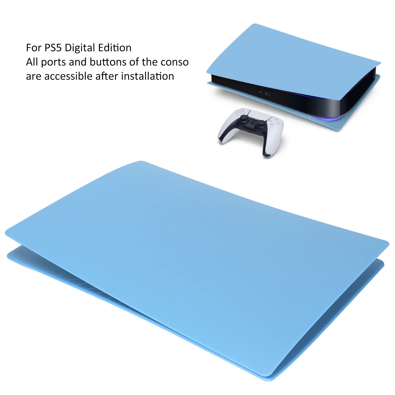 ASHATA Face Plates for PS5 Digital Edition, Replacement Panel Shell, Faceplate Cover Plates Protective Case, Game Console Face Plates Anti Scratch Hard Shell(Starlight Blue)