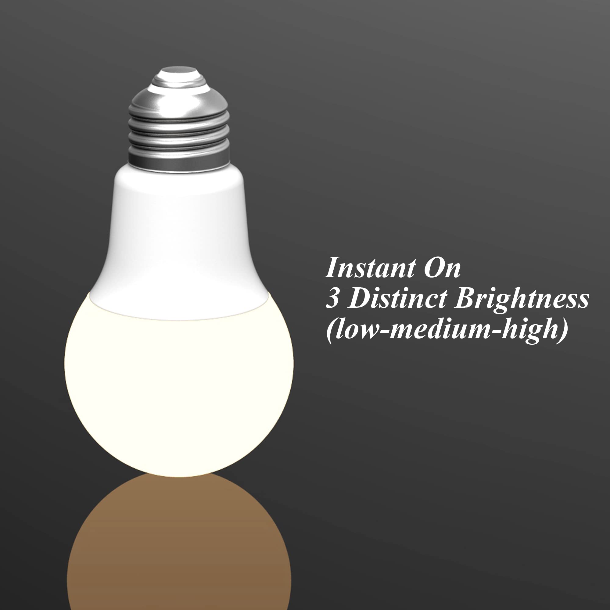 AmeriLuck 3-Way LED Light Bulb A19, 40-60-100W Equivalent, Low-medium-High Setting, Omni-Directional, Perfect for Reading and Needlework, 2700K Soft White, 2-Pack