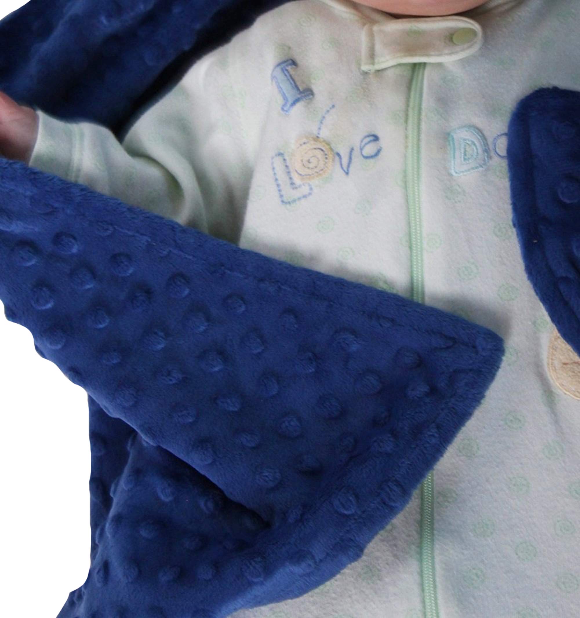 Reversible Unisex Children's Soft Baby Blanket Minky Dot (Navy/Navy)