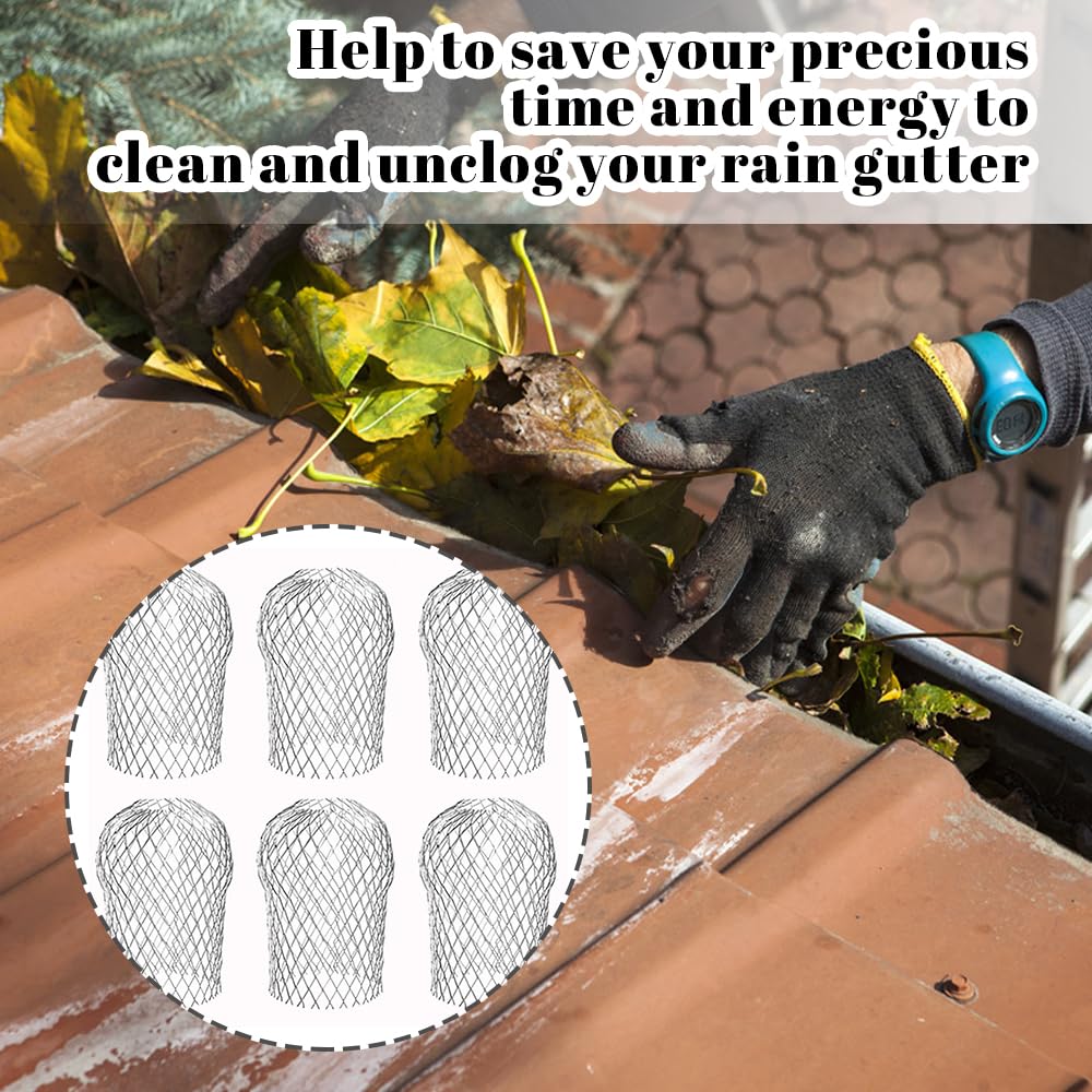 ALMOXVYE 10 Pack Gutter Downspout Guards, 3.5 Inch Aluminum Gutter Guard Strainer Filter, Expandable Mesh Gutter Filter Strainer for Preventing Blockage Leaves Debris from Clogging Pipes