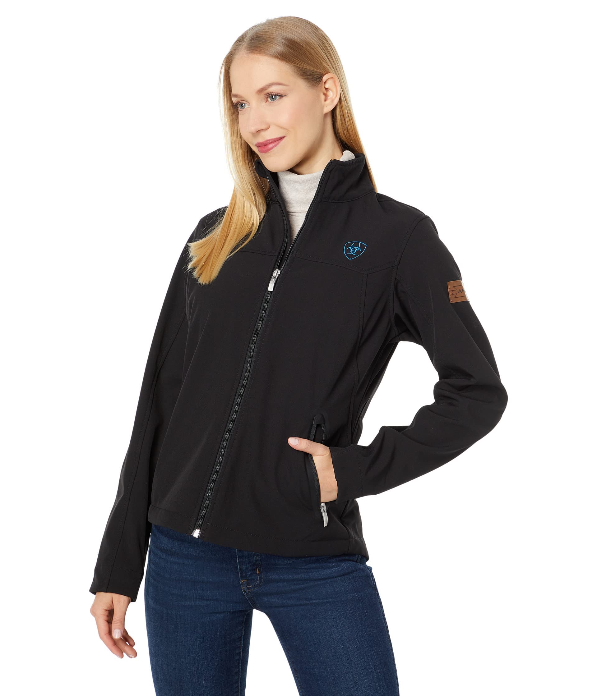 Ariat Women's Team Logo Softshell Chimayo Jacket, Black/New Mexico Navy Print