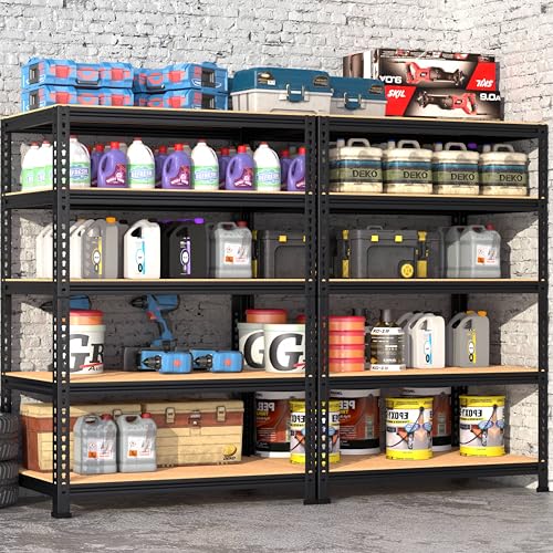 CFSAFK Storage Shelves 5 Tire, Adjustable Metal Storage Shelving, Heavy Duty Shelf for Garage,1400lbs, 32" W x 16" D x 63" H, 2 Pack