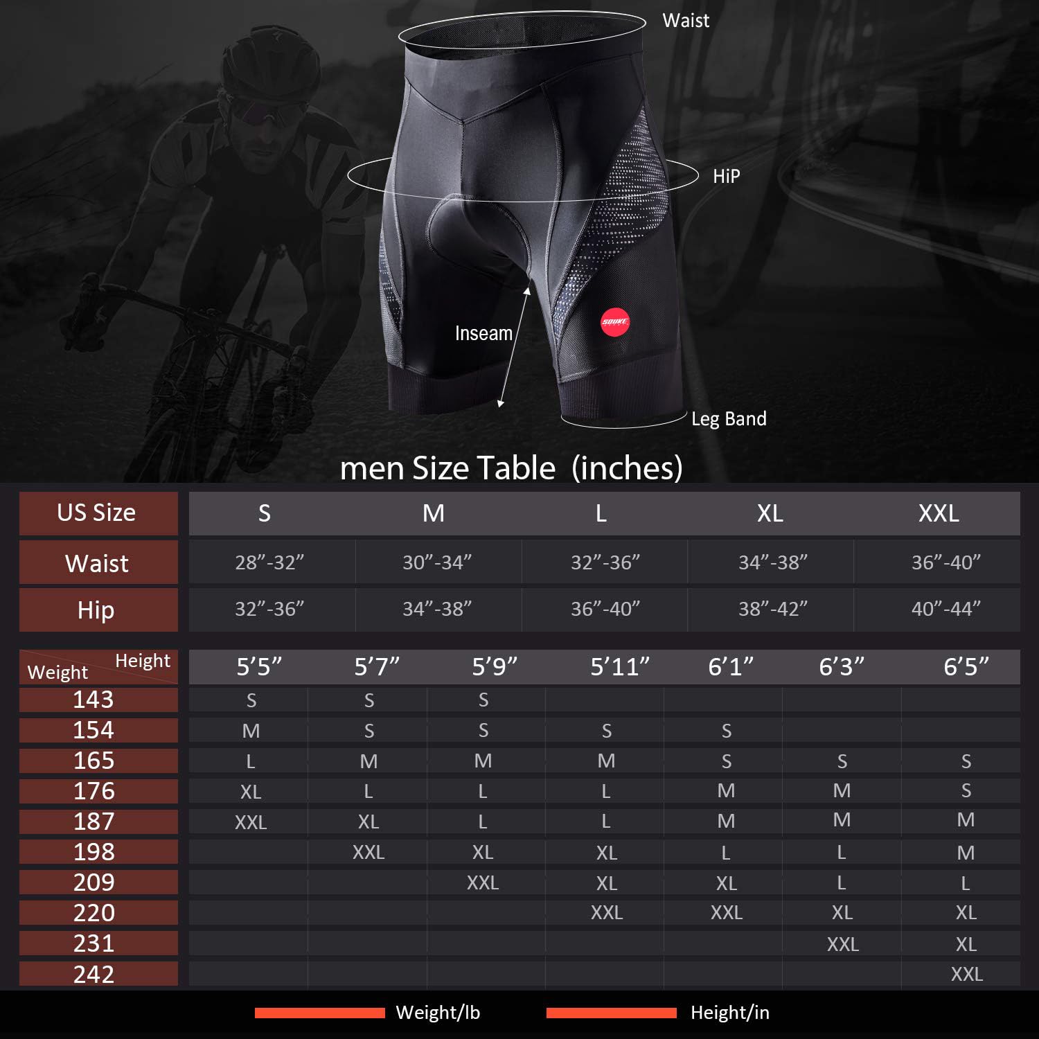 Eco-daily Men's Cycling Shorts Padded Bicycle Riding Half Pants Bike Biking Cycle Tights (Reflective Print-black, Large)
