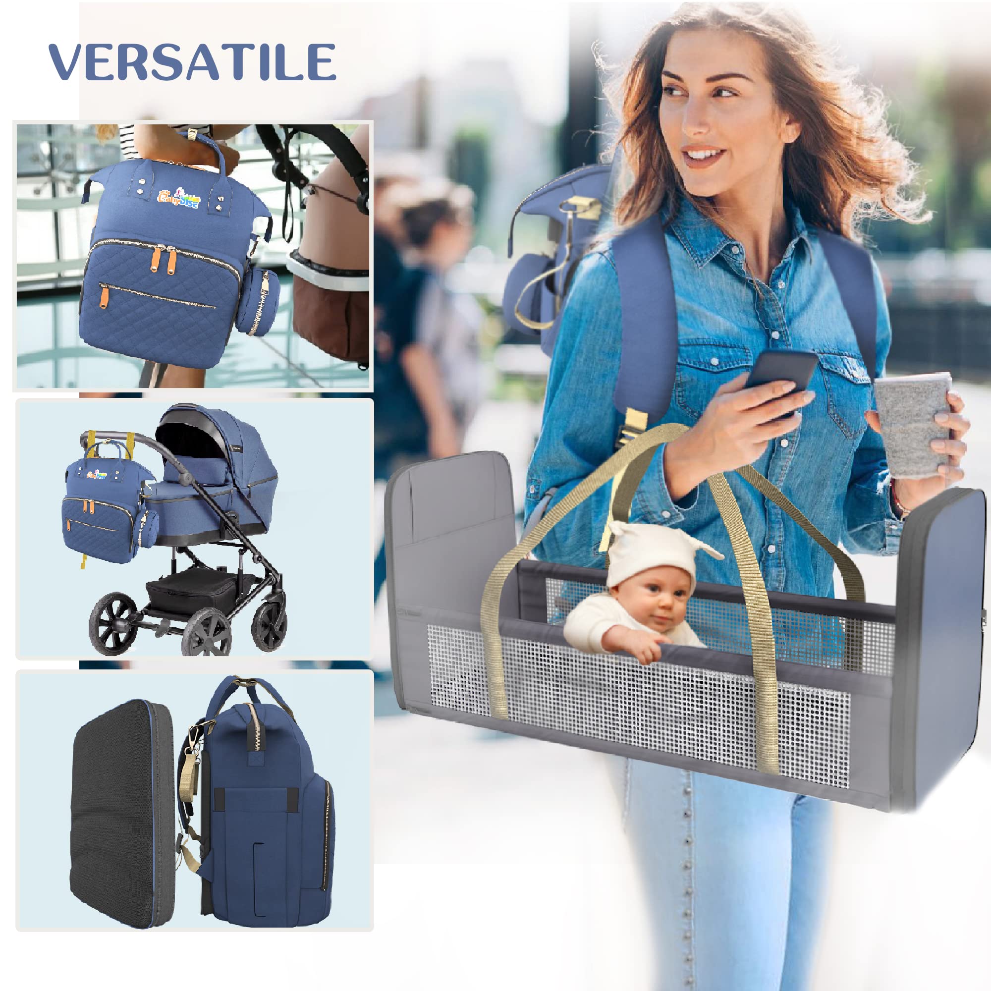 BABYDISE Baby diaper bag backpack (Blue)