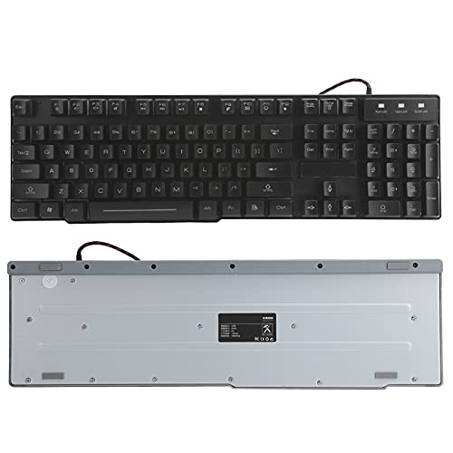 ASHATA Wired Gaming Keyboard, 104 Keys Ultra Slim All Metal Panel USB Gaming Keyboard with Bright Backlight, Plug and Play, Wired Keyboard for Computer Laptop PC