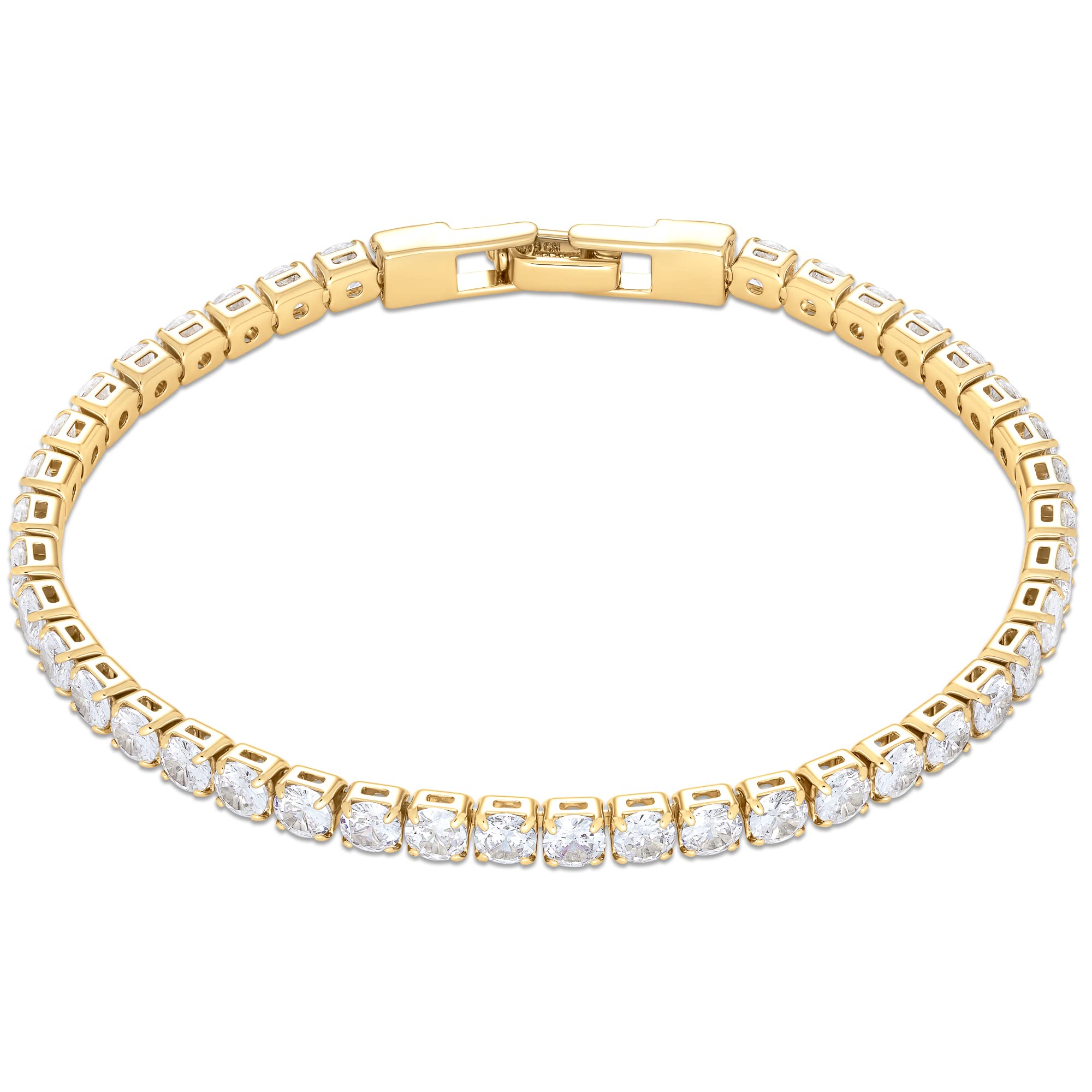 Amazon Essentials 14K Gold Plated CZ Tennis Bracelet 7.5", Yellow Gold