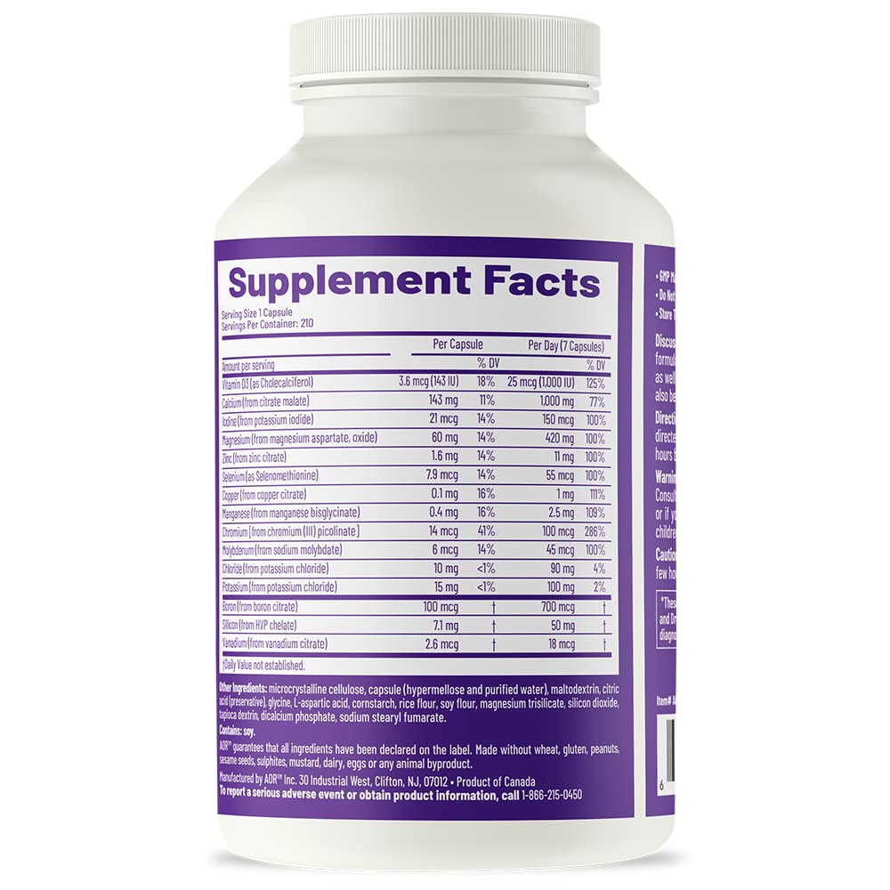 AOR, Ortho Minerals, Premium essential minerals + D3, Dietary Supplement, 210 Servings (210 Capsules).