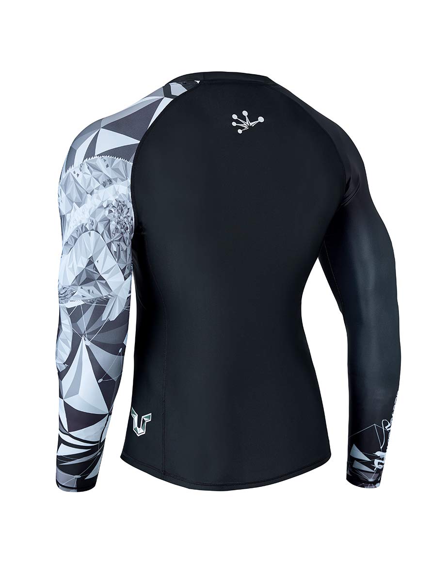 ADOREISM Quick-Dry Men's Long Sleeve Rash Guard UPF 50+ Compression Swim Shirt (Lizard, M)