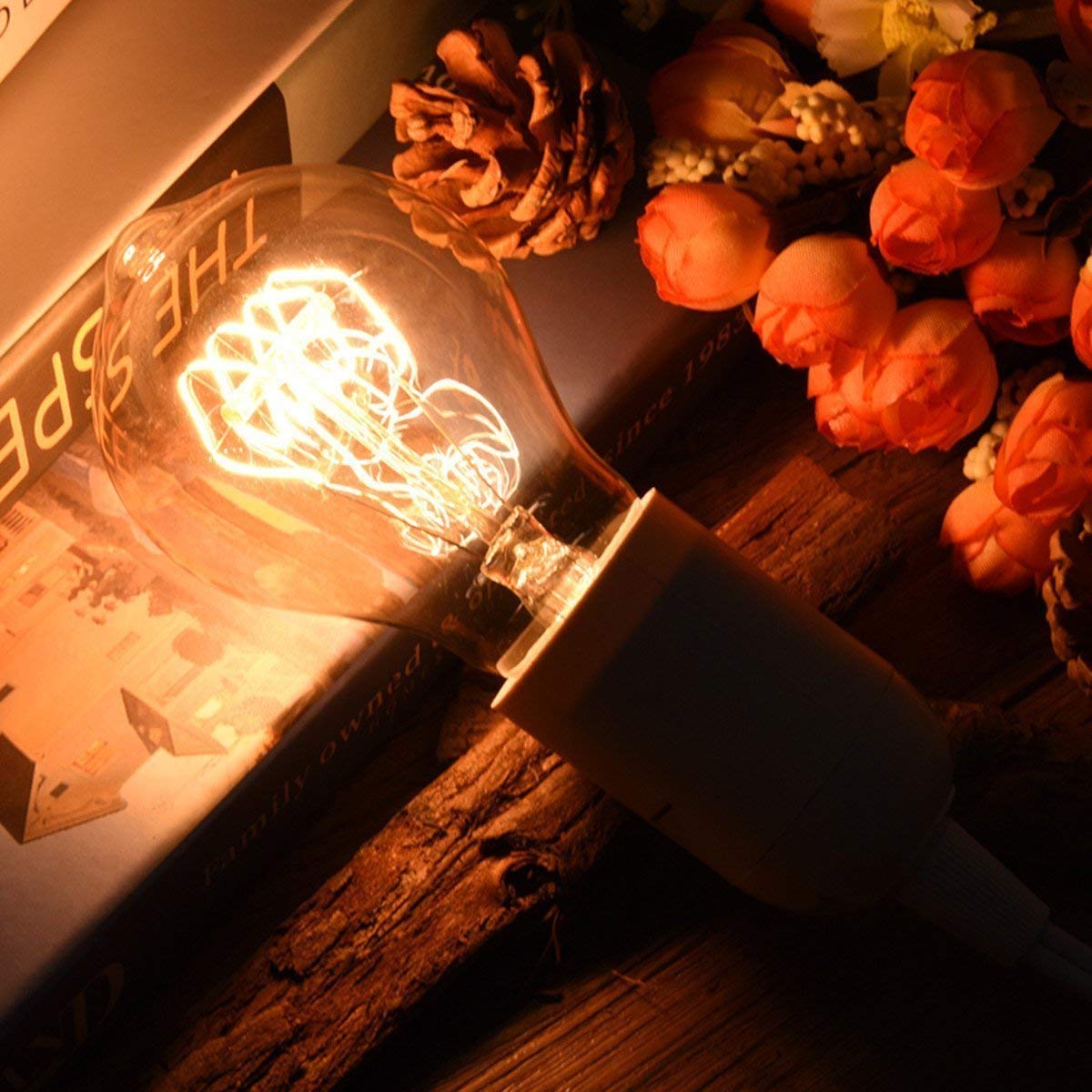CTKcom A19 Vintage Edison Bulbs,E26 120V 40W Amber Warm Dimmable Vintage Style Incandescent Light Bulbs,Home Light Fixtures Squirrel-Cage Filament,6 Pack