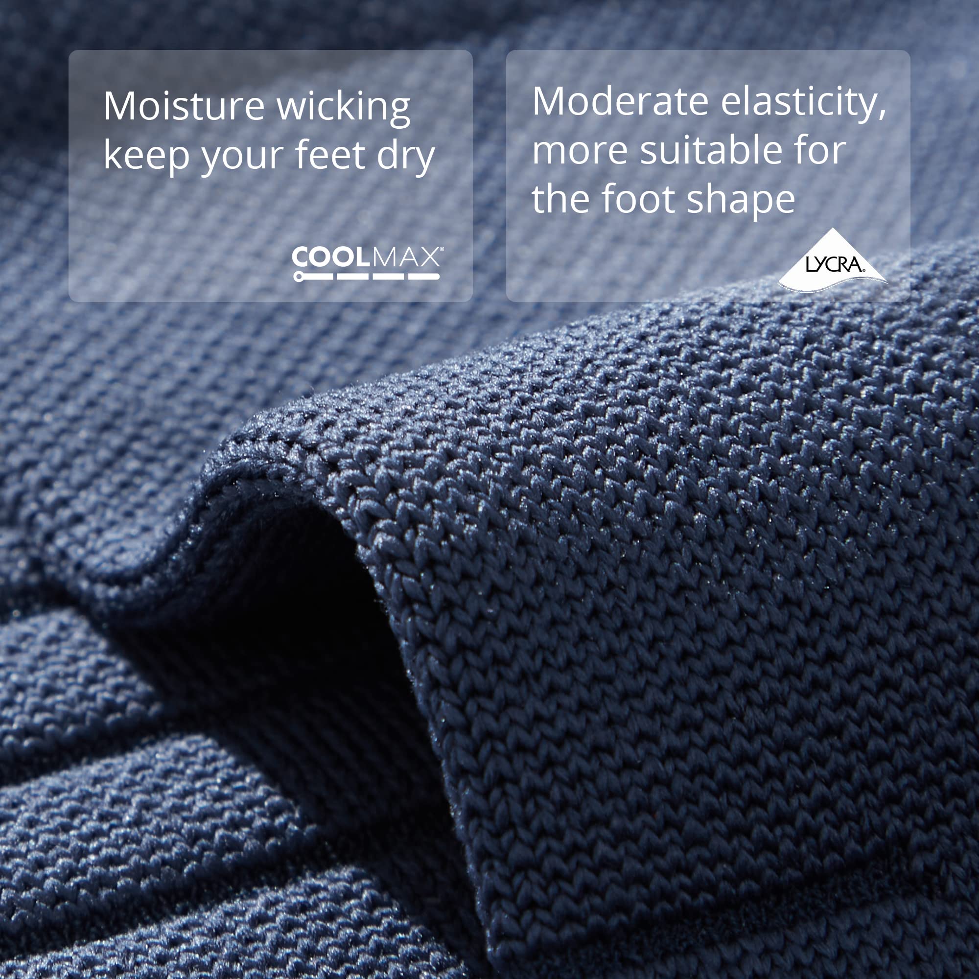 AKASO 2 Pairs Ultralight Running Socks, Crew Coolmax Cotton Athletic Sport Quarter Hiking & Running Socks for Men & Women(Dark blue L)