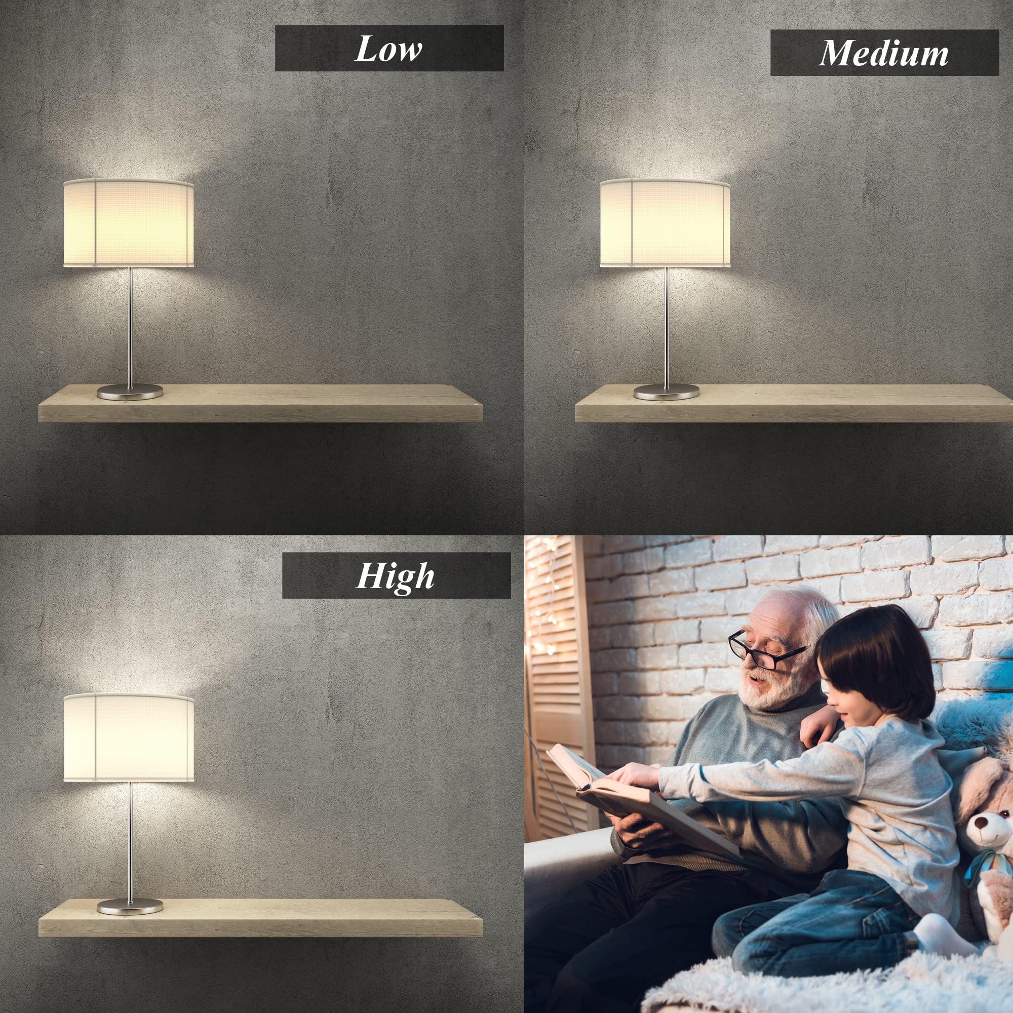 AmeriLuck 3-Way LED Light Bulbs A21, Low-Medium-High Settings, 50-100-150W Equivalent (5000K Natural Daylight, 2 Pack)