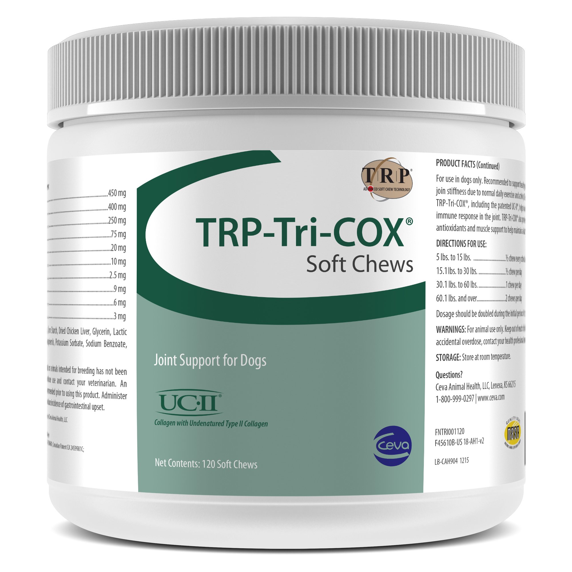 CEVA Animal Health TRP-Tri-COX Soft Chews - Joint Support For Dogs (120 Count)