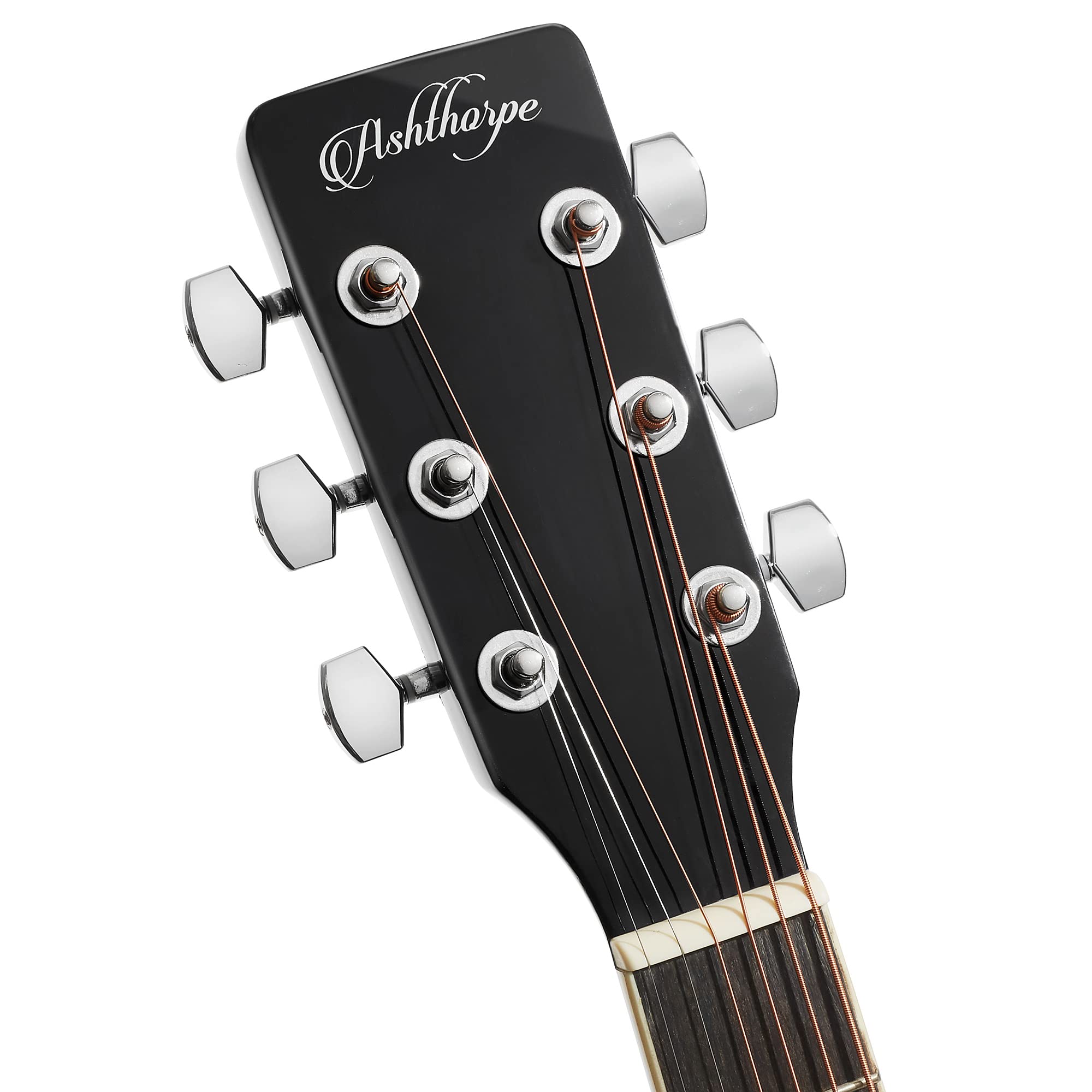 Ashthorpe Left Handed Full-Size Dreadnought Cutaway Acoustic Electric Guitar Package with 10 Watt Amp - Brown