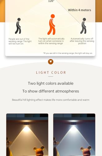 Cat's Eye Small Round Motion Sensor Light Build in Rechargeable Battery Magnetic LED Ceiling Light for Cupboard,Storage Rack,Entrance Hall,Wine Cabinet. (4 Packs)
