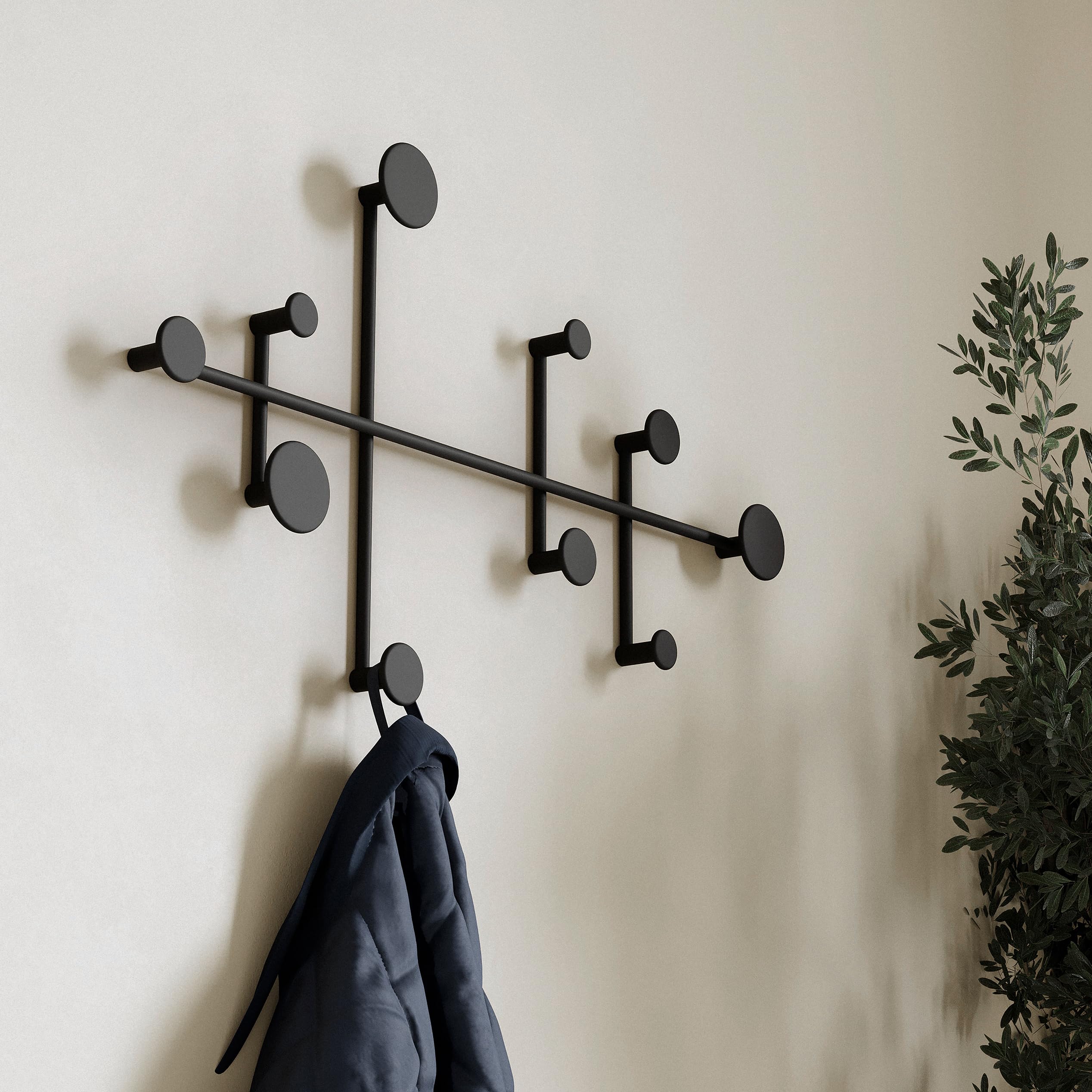 Kazai. 'Sval' Wall Wardrobe | Minimalist Coat Hook Design from Berlin | Modern Metal Wall-Mounted Coat Rack/Hooks | White