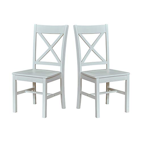 Amazon Brand β Ravenna Home Solid Pine Dining Chair with Cutout Back, 38"H, White Finish, Set of 2