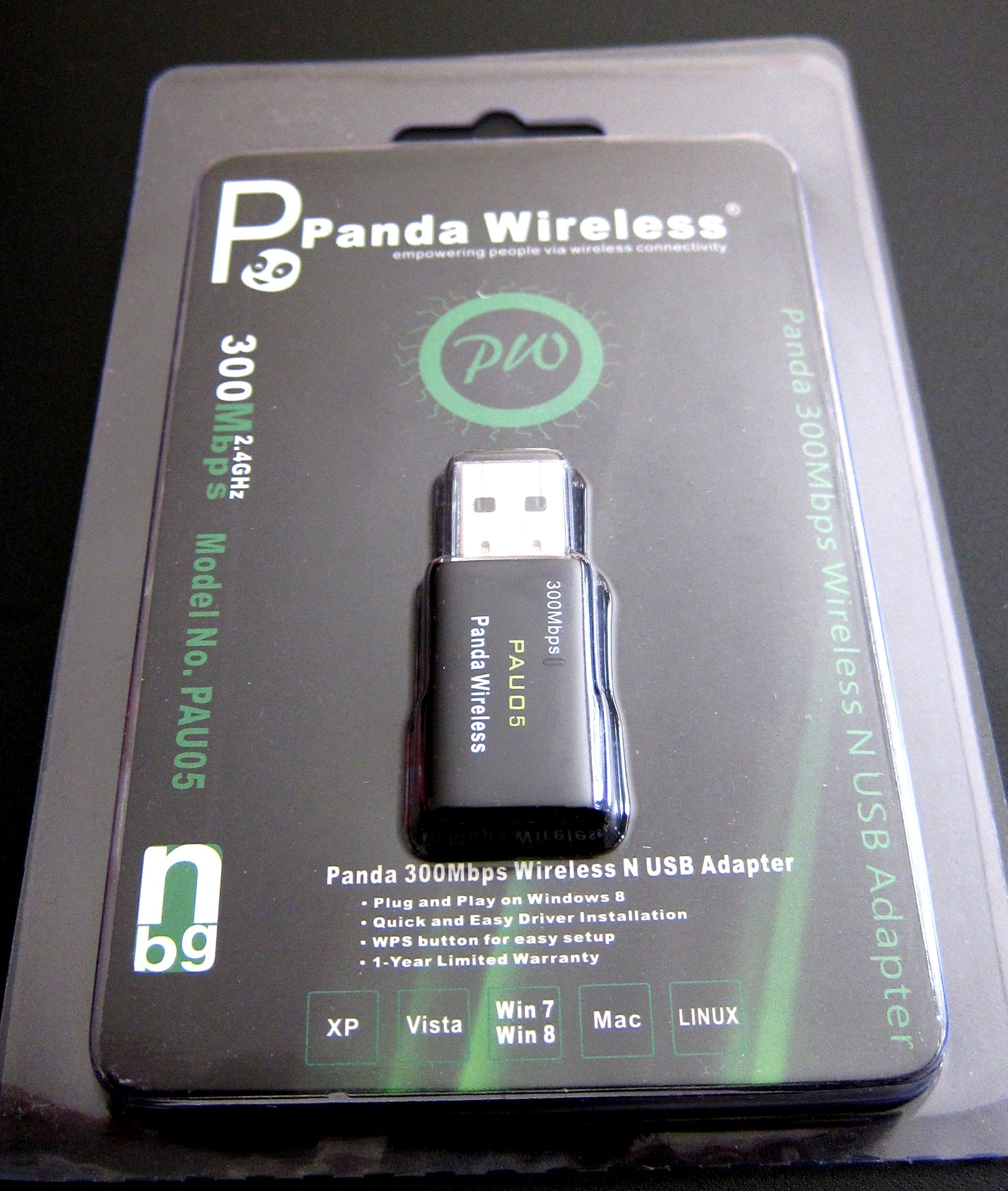Panda 300Mbps Wireless N USB Adapter - Windows Vista/7/8/8.1/10, Mint, Ubuntu, Fedora, openSUSE, Centos, Lubuntu, Zorin, Kali Linux and Raspbian Wheezy