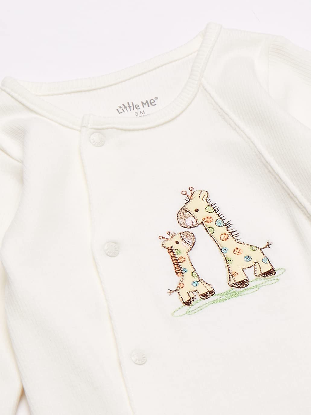 Little Me Unisex Baby 100% Cotton Scratch Free Tag 2-Piece Sleeper, Giraffe, Newborn