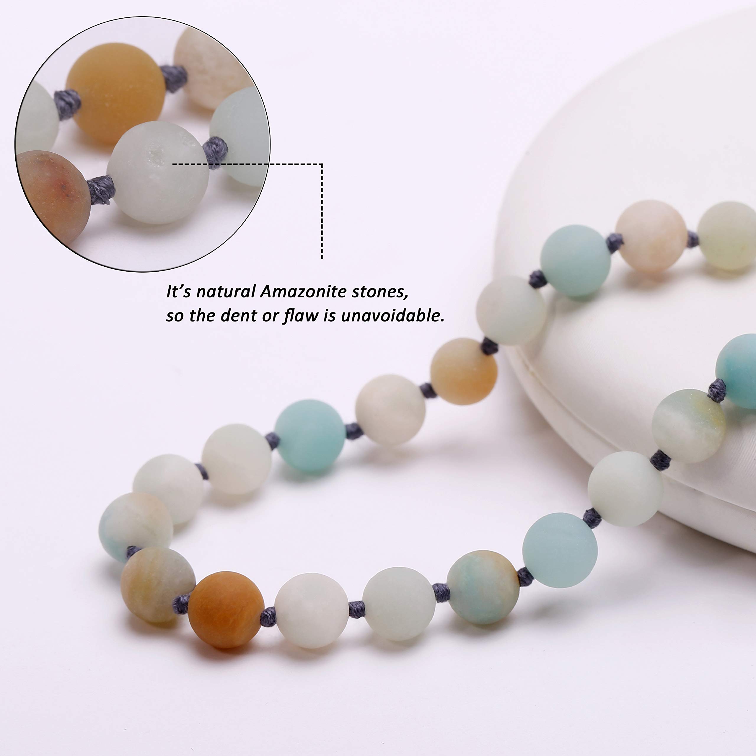Aobei Pearl Long Beaded Necklace 8mm Gemstone Amazonite Endless Barse Chakra Handmade Jewelry for Women 47ββ