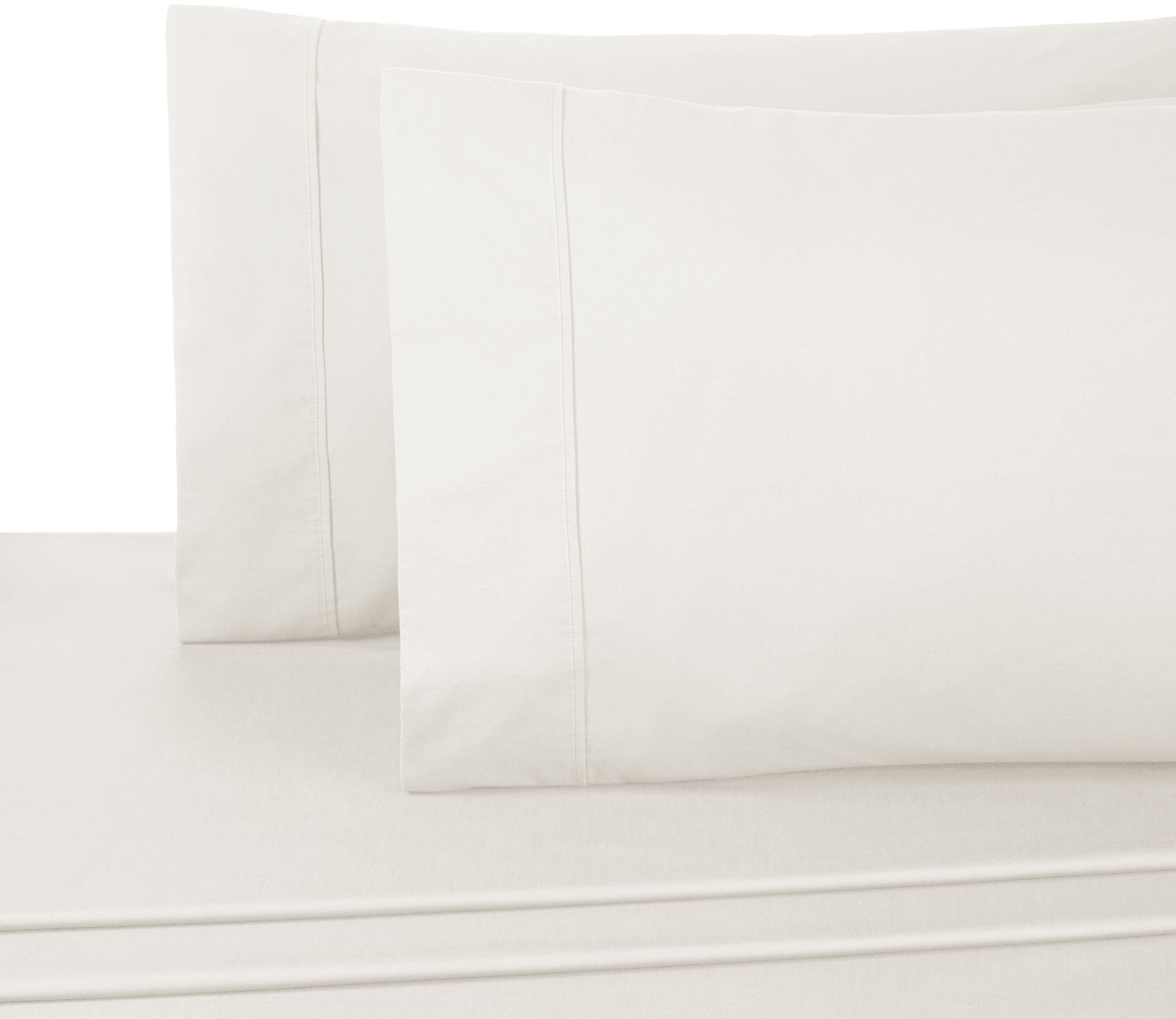Amazon Brand β Pinzon 300 Thread Count Ultra Soft Cotton Bed Sheet Set, Queen, White