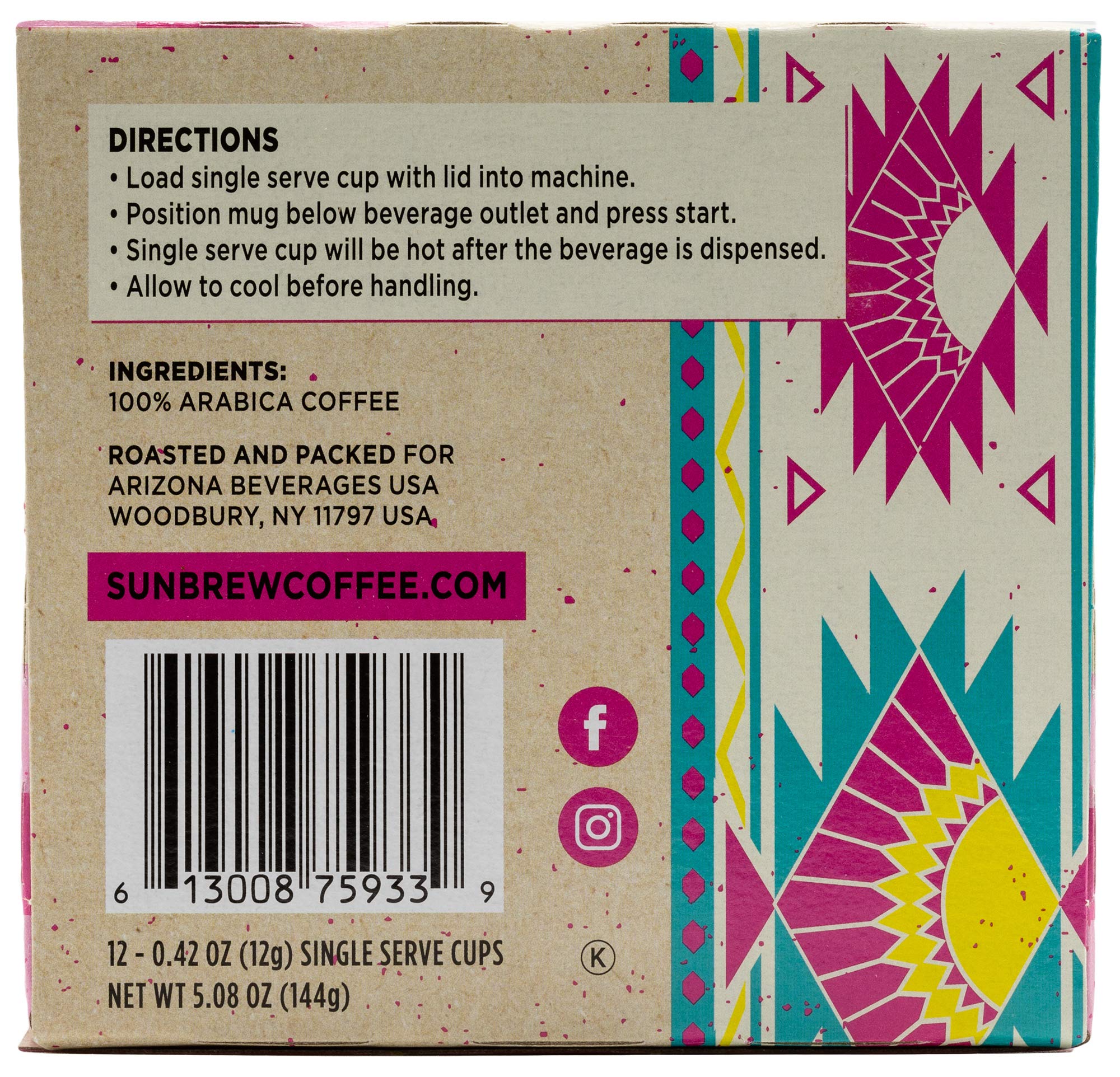 AriZona Sun Brew Coffee - Sedona Blend 36 Count Single Serve Cups - Dark Roast - Premium Arabica - Compatible with Keurig 2.0 K-Cup Brewers