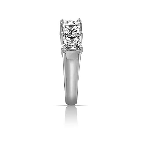 Amazon Collection Platinum-Plated Sterling Silver Princess-Cut 5-Stone Ring made with Infinite Elements Cubic Zirconia (3 cttw), Size 8