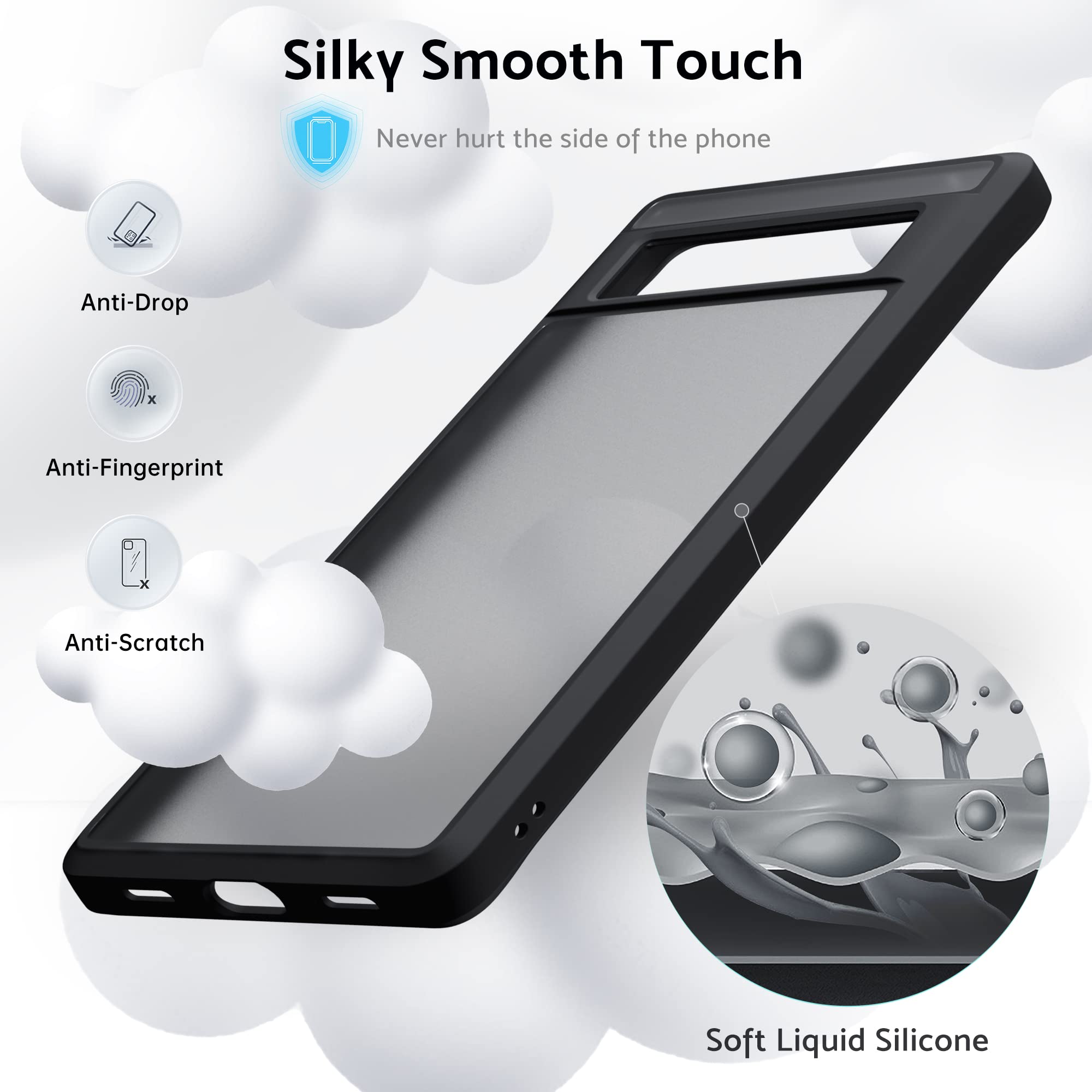 Anqrp Designed for Google Pixel 7 Pro Case, [Compatible with Magsafe] Military Shockproof Protective Translucent Matte Back Anti-Scratch Phone Case Cover for Google Pixel 7 Pro 6.7 inch, Black