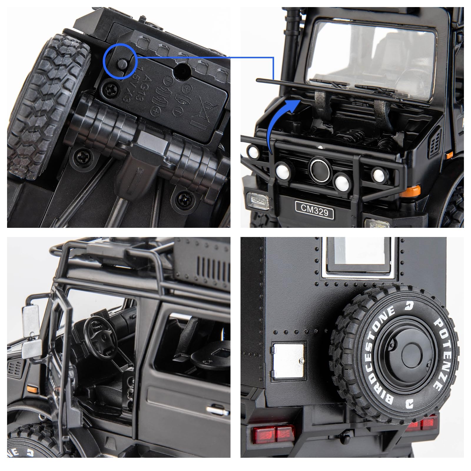 BDTCTK 1:28 Unimog Camper Model Car, Diecast Pull Back RV Toy Car with Light and Sound for Kids Boy Girl and Adult, Doors Open, Gift Black