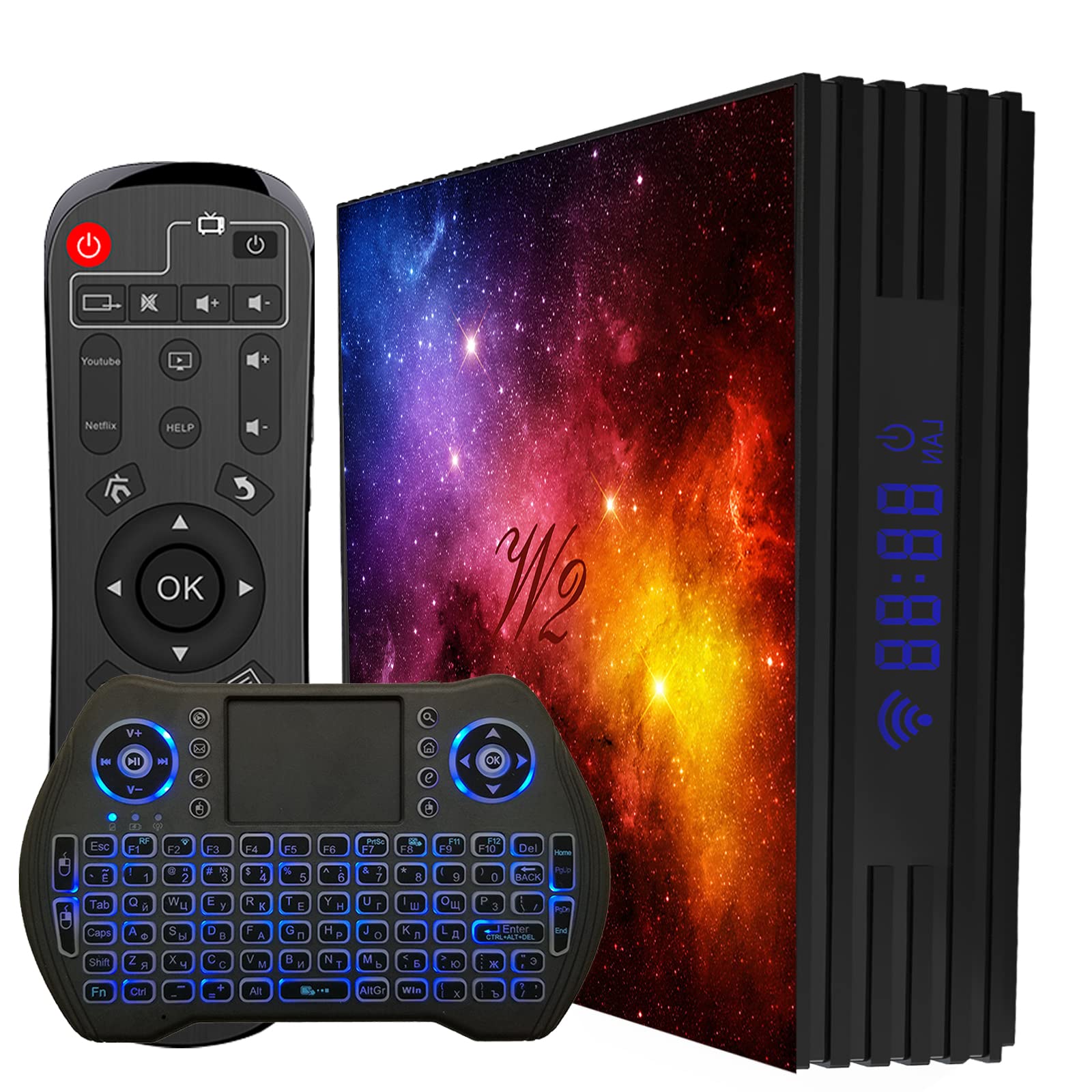 Android 12 Smart TV Box 4GB RAM 128GB ROM W2 Set Top Box Mali-G31 Media Player Support 3D 4K UHD Videos,Builtin 2.4G/5G WiFi Bluetooth 4.2, with Wireless Mini Keyboard