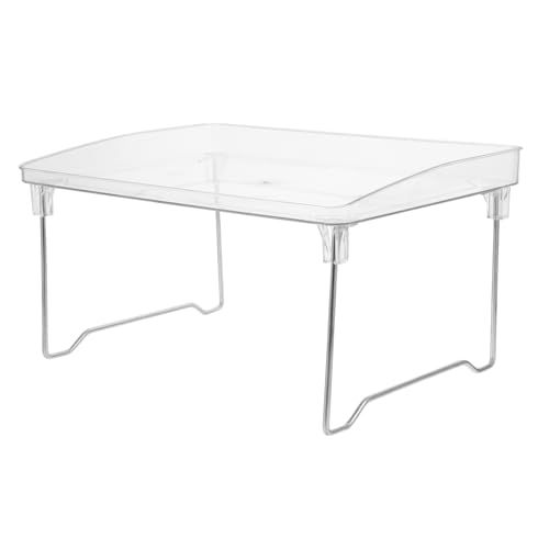 CAXUSD Foldable Storage Rack Shelf for Desk Desktop Shelf Kitchen Counter Rack Foldable Shelves Kitchen Storage Rack Cabinet Storage -Saving Shelf Makeup Rack Storage Stand White Plastic