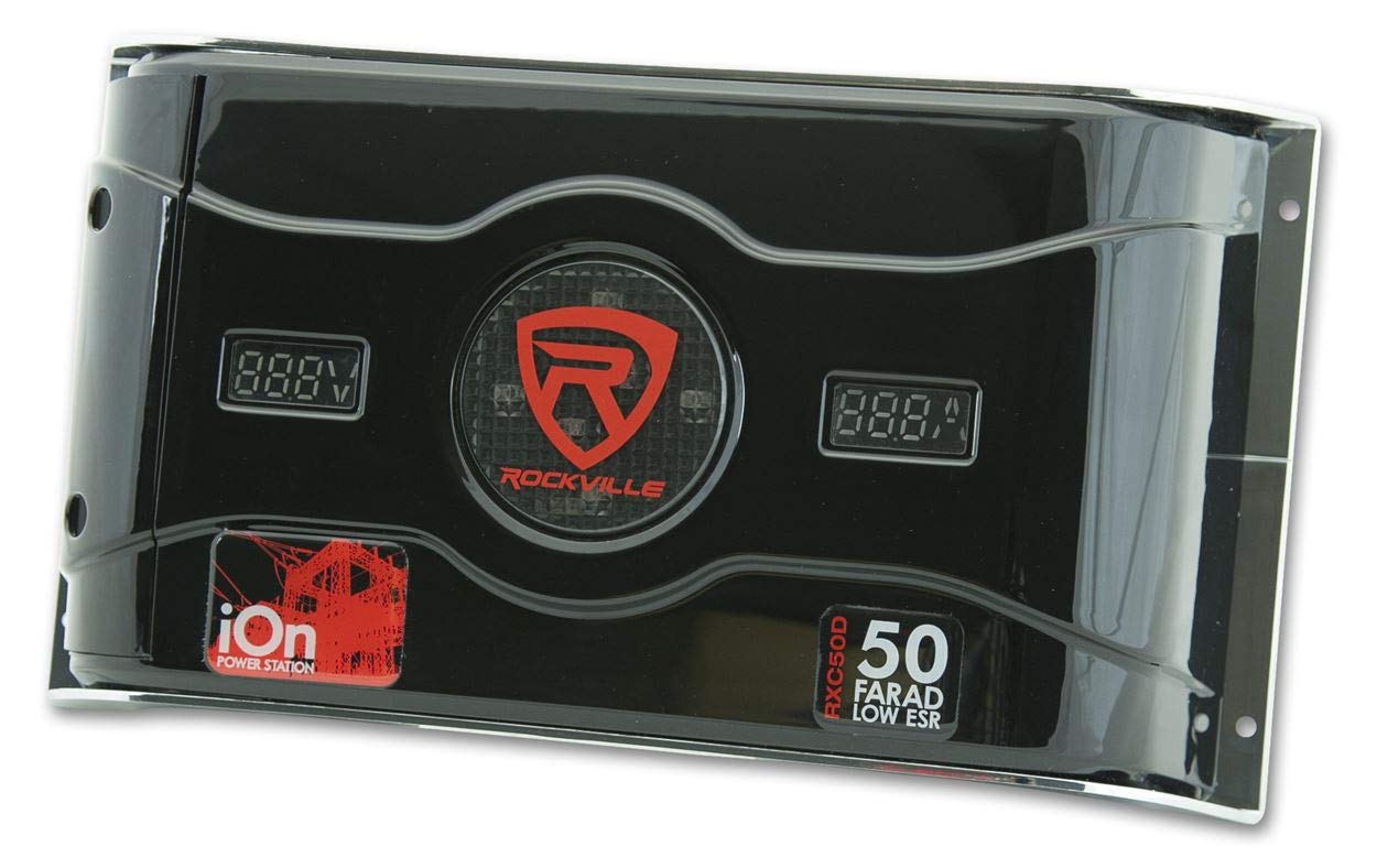 Rockville 50 Farad 24V Surge Hybrid Ion Capacitor Voltage+Amperage Meter (RXC50D)