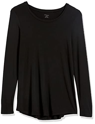 Amazon Essentials Women's Jersey Relaxed-Fit Long-Sleeve Scoopneck Swing Tunic (Previously Daily Ritual), Black, X-Large