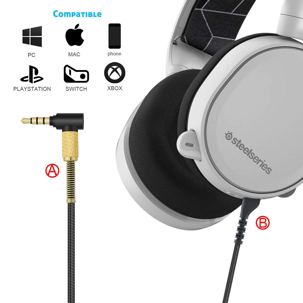 Arctis 7 Cable Arctis 3 Replacement Audio Cord Compatible with SteelSeries Arctis Wireless Pro Arctis 7 Arctis 5 Arctis 3 Gaming Headset(4.9feet)