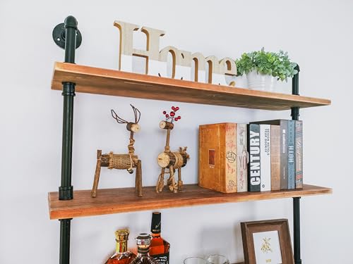 Anynice 6 Tier Industrial Ladder Pipe Shelf Bookcase, Rustic Wall Mounted Pipe Bookshelves for Decor and Storage