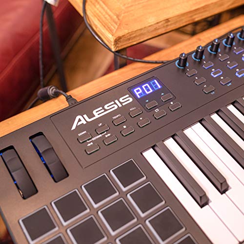 Alesis VI25 - 25 Key USB MIDI Keyboard Controller with 16 Pads, 8 Assignable Knobs, 24 Buttons and 5-Pin MIDI Out Plus Production Software Included,Black