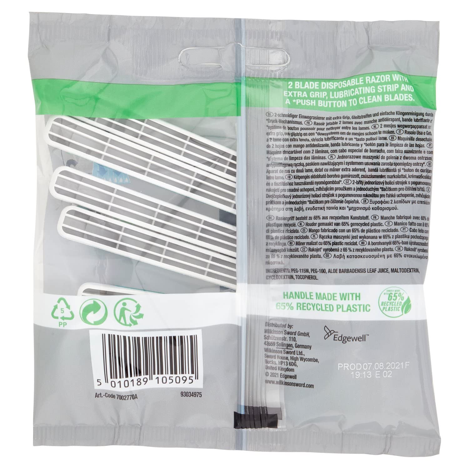 Wilkinson Sword Extra II Sensitive Male Disposable Razors 5 per Pack, 0.1 kg
