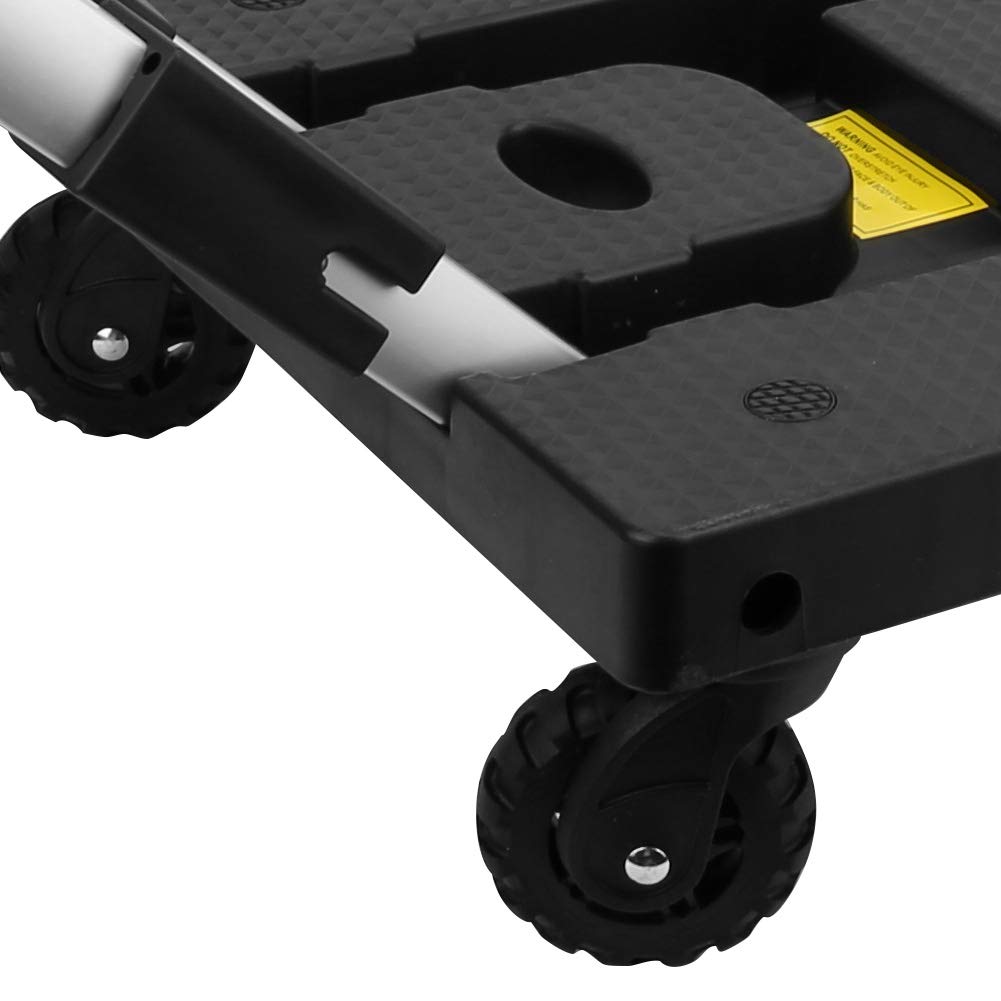 Asixxsix Folding Hand Truck, Portable Heavy Duty Luggage Cart with 7 Universal Wheels, Pulling Rod 170 Degree Rotatable Solid Construction Compact Utility Dolly Cart for Travel House Office