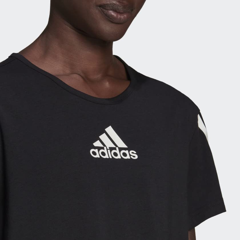 adidas Women's Cotton-Touch Cropped Sport Tee, Black, Small
