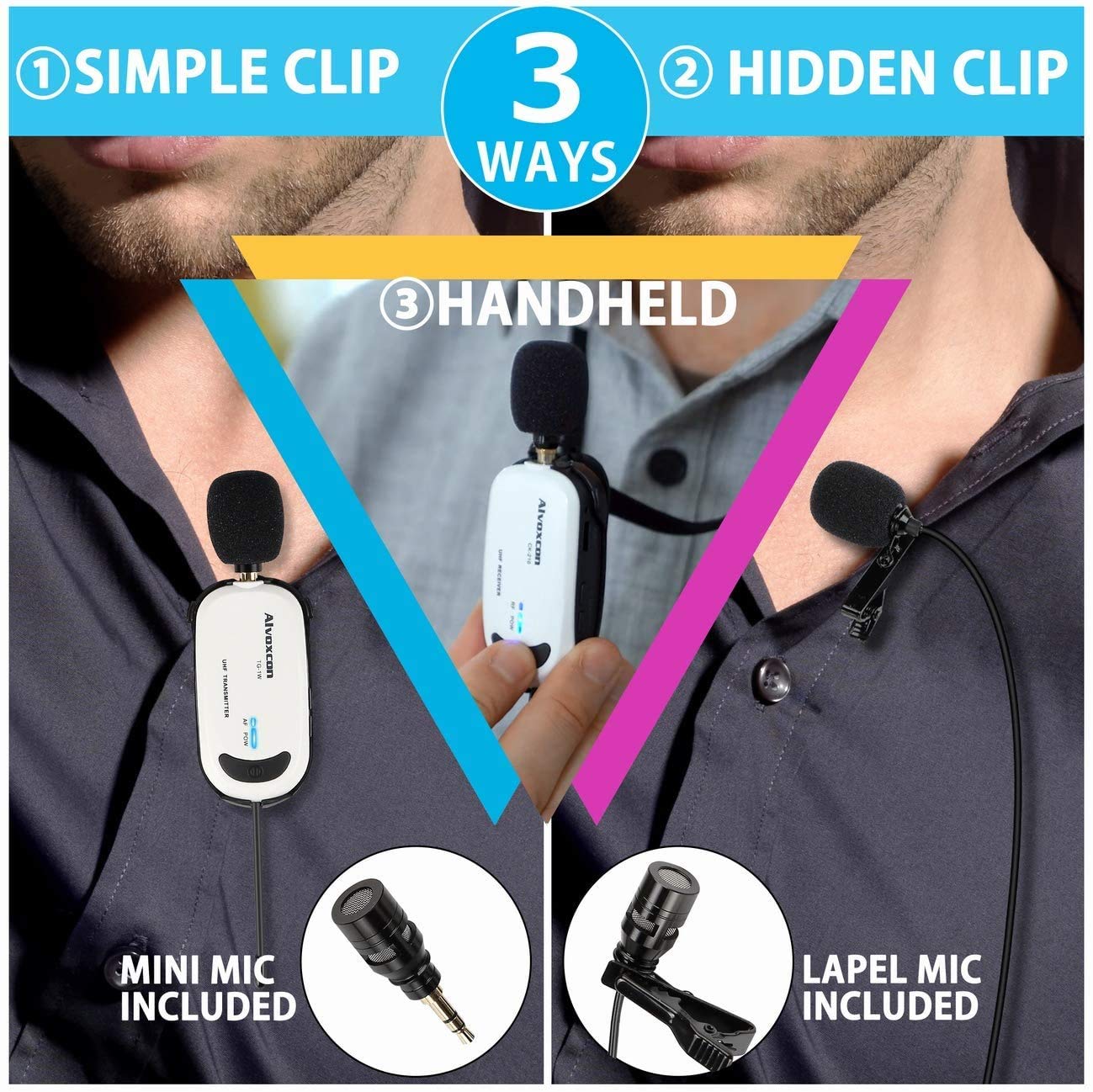Alvoxcon Wireless lavalier Microphone for iPhone & Computer USB Lapel Mic System for Android, PC, Laptop, Speaker, Podcasting, Vlog, YouTube, Conference, Vocal Recording, Gaming (with Monitor Jack)
