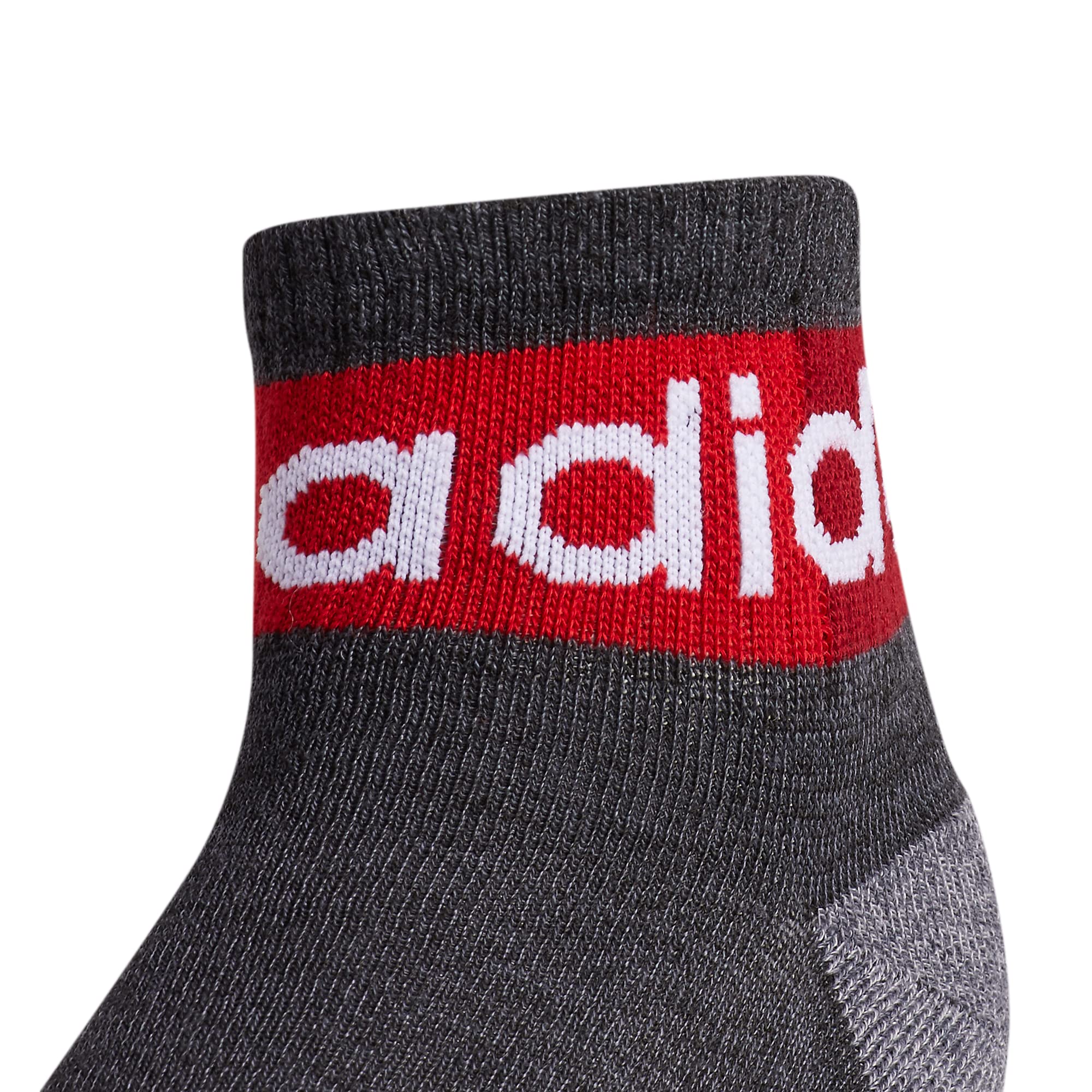 adidas Boys' Youth Blocked Linear II 6-Pack Quarter, Black/Onix Grey/Scarlet Red, Large