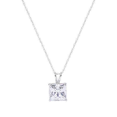 Amazon Essentials 14K Gold 3cttw Infinite Elements Cubic Zirconia Square Pendant with Chain, (previously Amazon Collection)