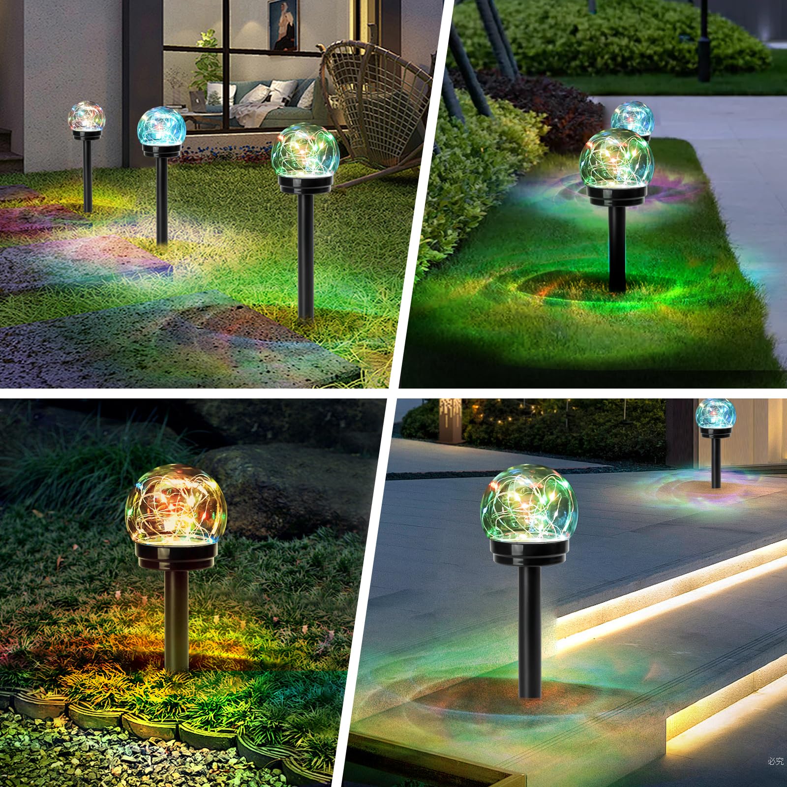 AMWGIMI Solar Lights Pathway Outdoor Solar Garde Stake LED Colour Changing Globe Garden Lights Decorative Yard Art Waterproof for Yard Patio Walkway Landscape (4 Pack) (Colour Changing-1pack)