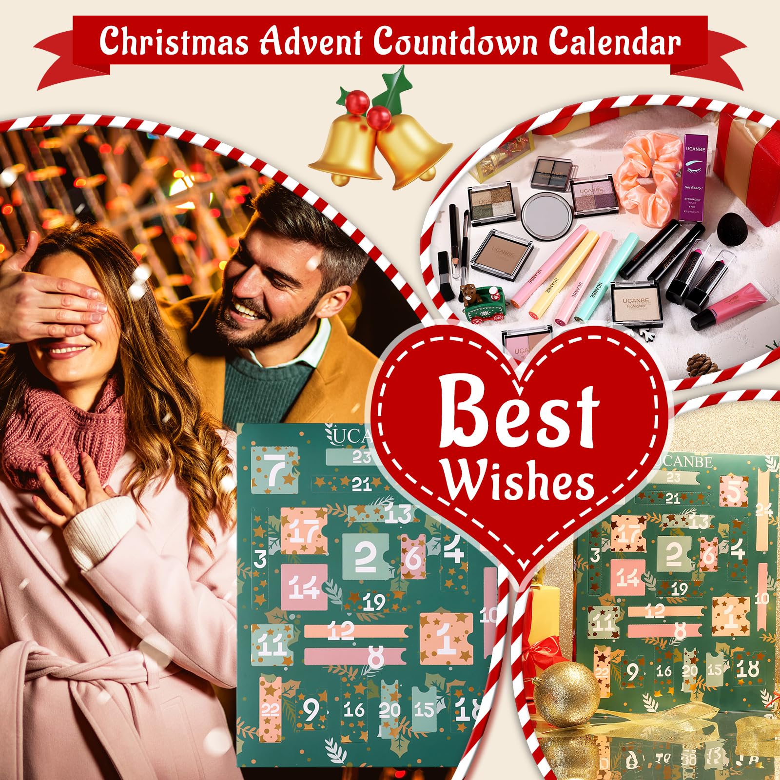 Advent Calendar 2024-24 Days Valentine's Day Makeup Sets For Women Gift, UCANBE Countdown Calendar Full Makeup Kits Makeup & Cosmetic For Teens, Girls Gift