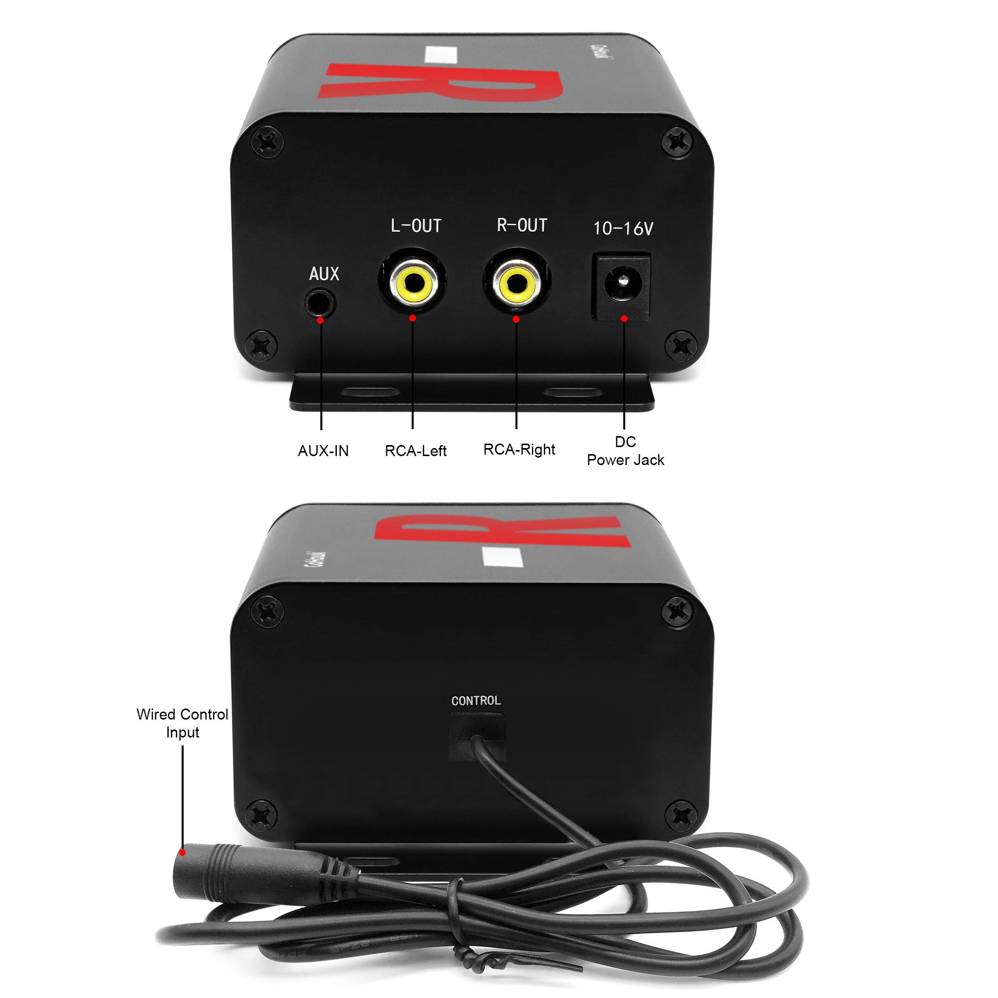 GoHawk TN4-R Amplifier 4" Full Range Waterproof Bluetooth Motorcycle Stereo Speakers 1 to 1.5 in. Handlebar Mount Audio Amp System Harley Touring Cruiser ATV UTV RZR, AUX, FM Radio