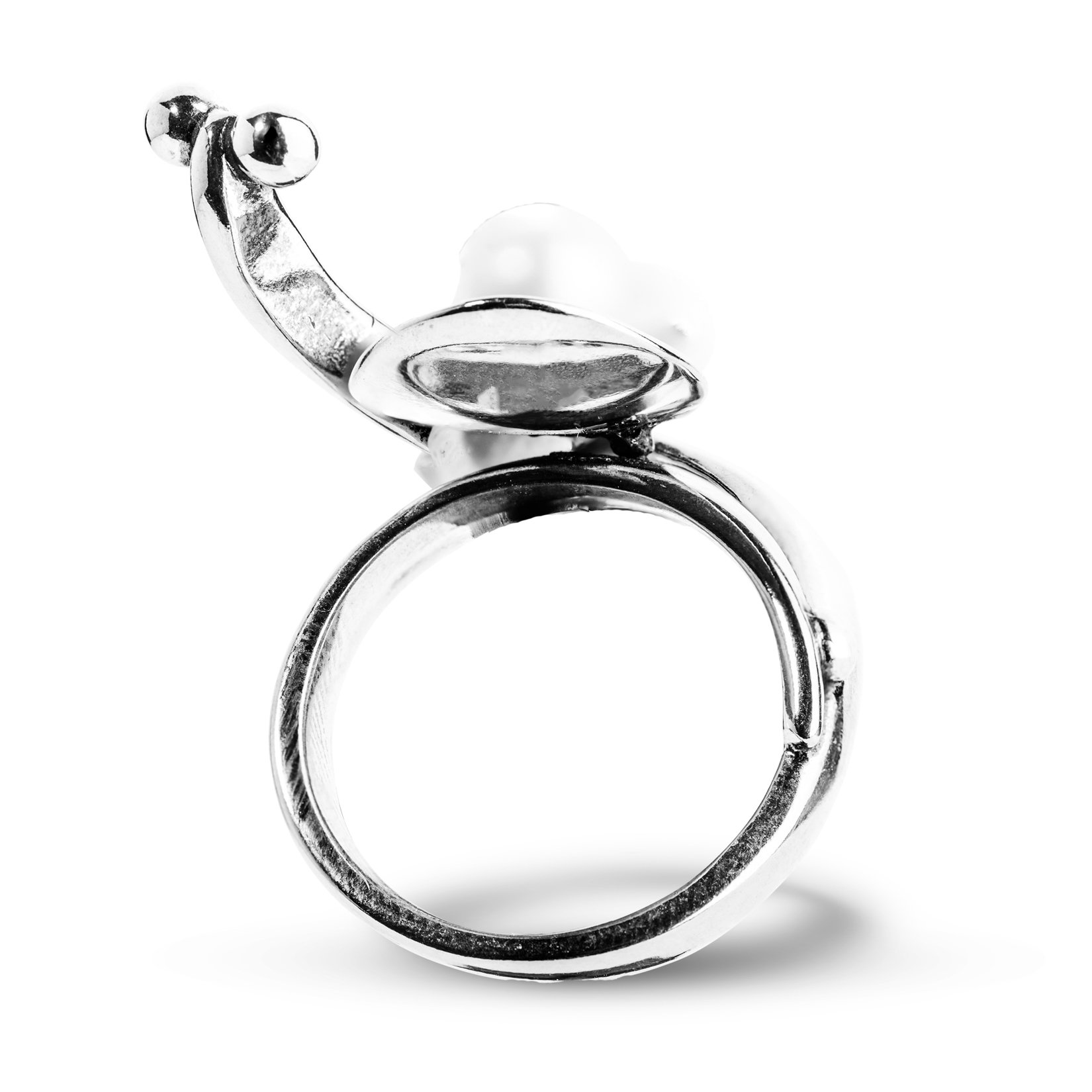American West Sterling Silver Freshwater Pearl Gemstone Dragonfly Ring Size 8