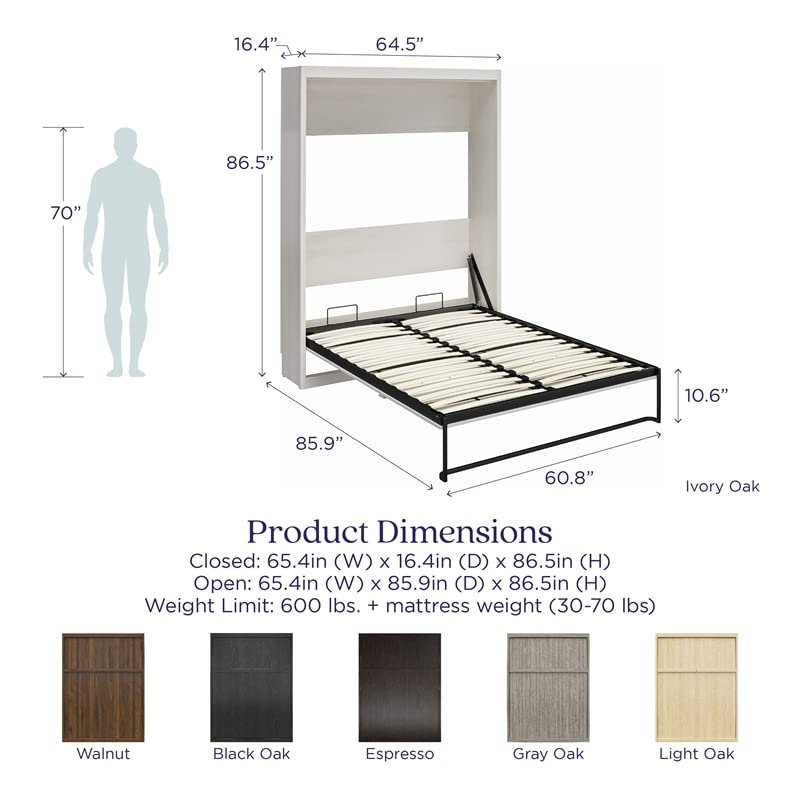 Ameriwood Home Signature Sleep Paramount Queen Murphy Wall Bed in Espresso